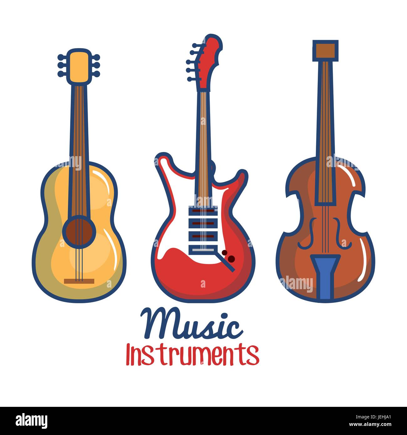 Colorful musical instruments over white background vector illustration ...
