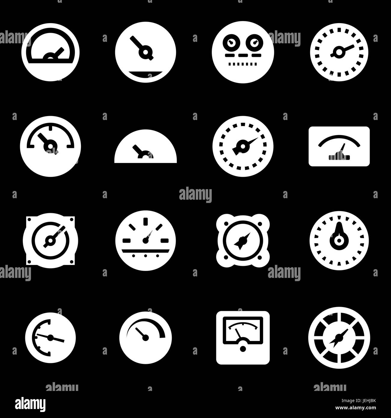 Vector white meter icons set on black background Stock Vector Image ...