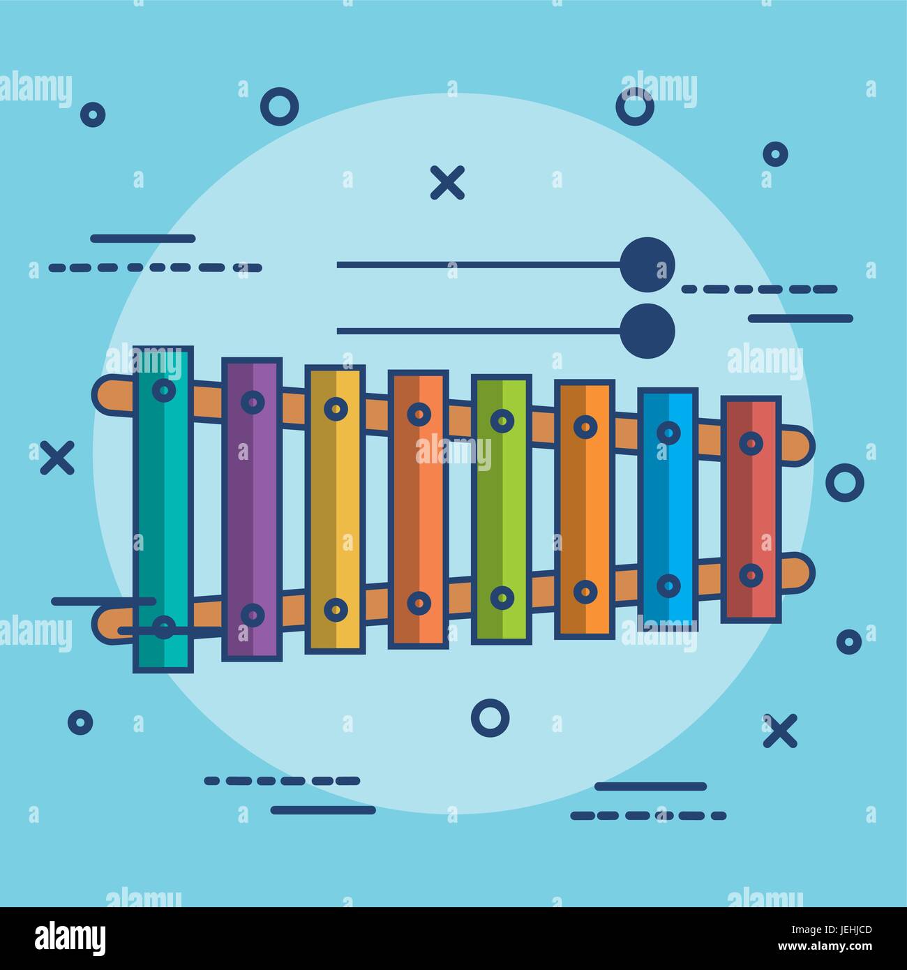 Colorful xylophone over blue background vector illustration Stock ...