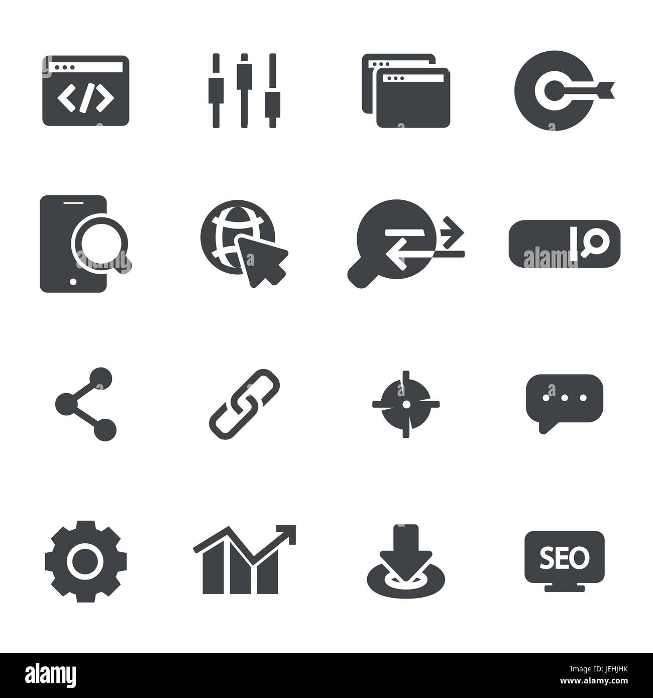 Vector black seo icons set on white background Stock Vector Image & Art ...