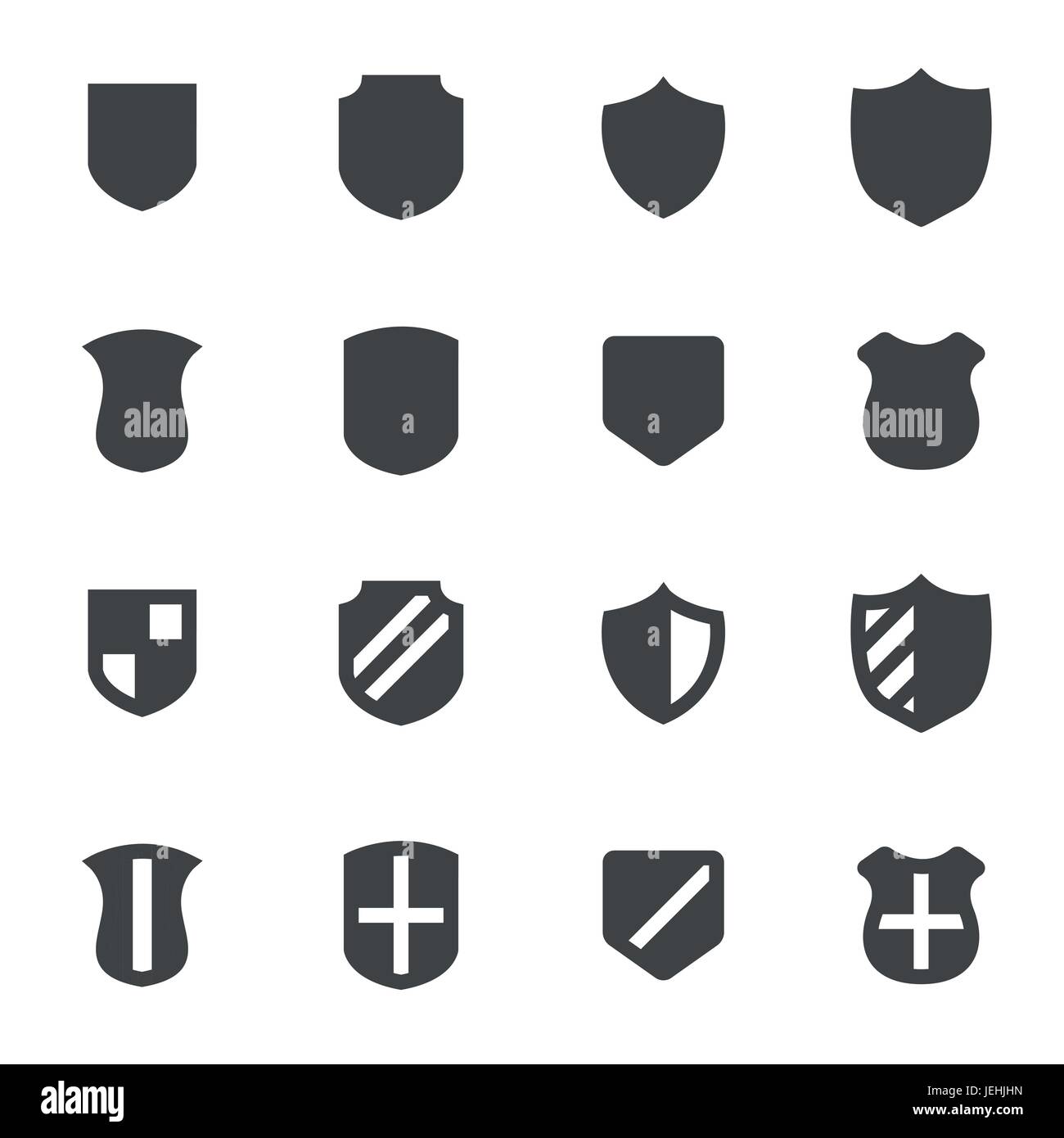 Vector black shield icons set on white background Stock Vector Image ...