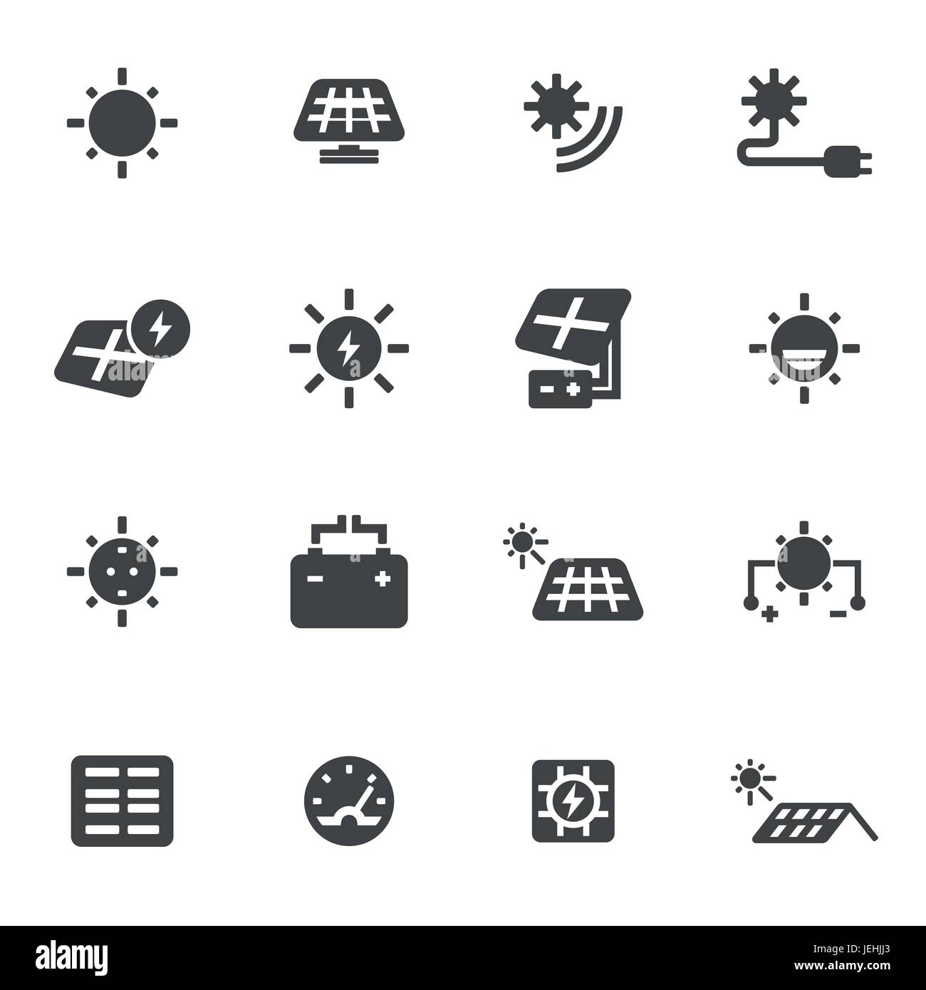 Vector black solar energy icons set on white background Stock Vector ...