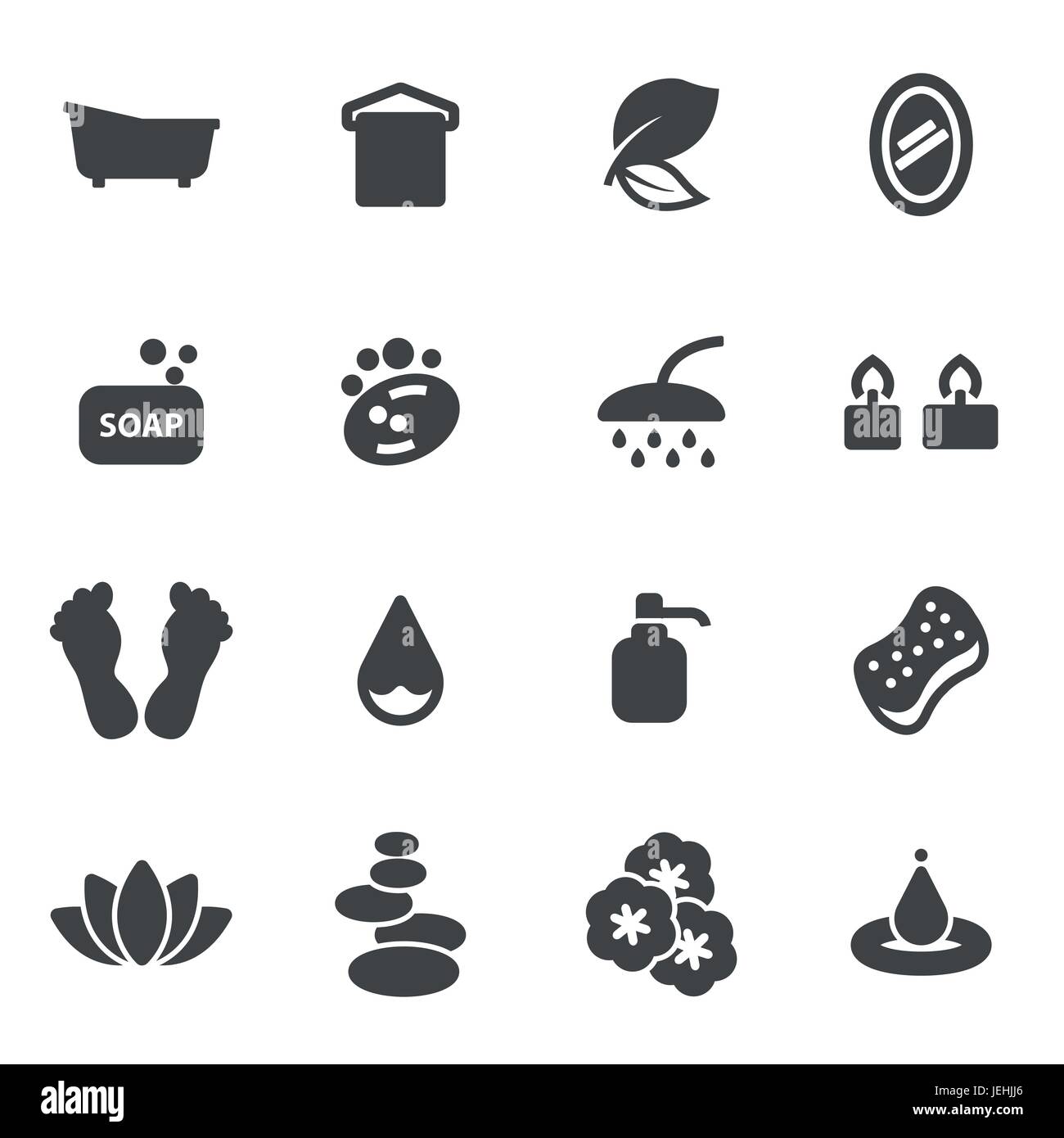Vector black spa icons set on white background Stock Vector Image & Art ...