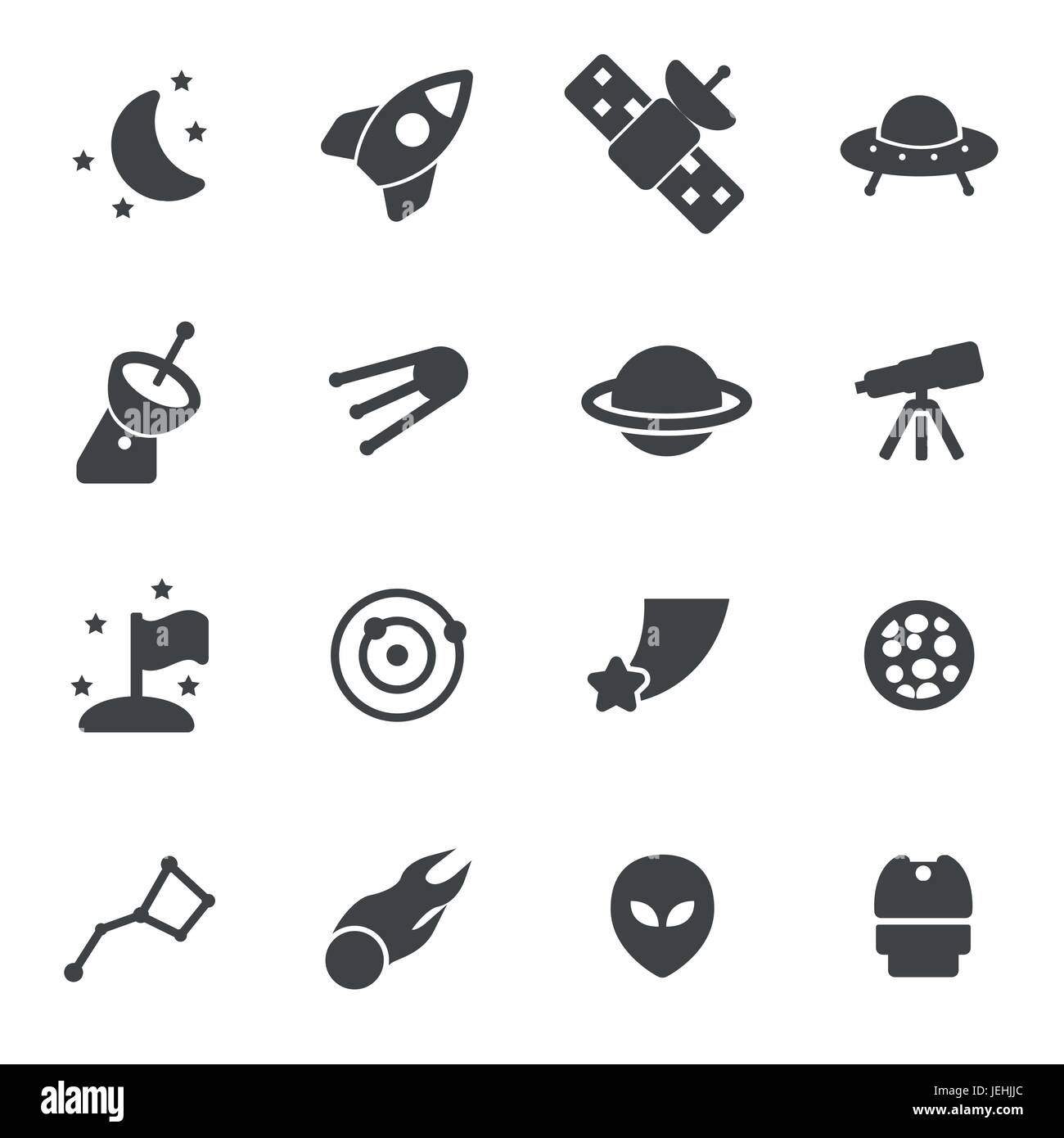 Vector black space icons set on white background Stock Vector Image ...