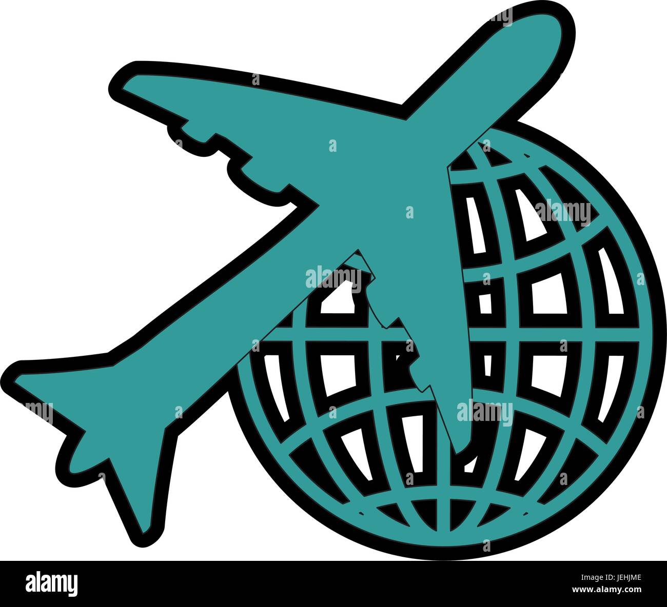 airplane with global sphere icon over white background vector ...