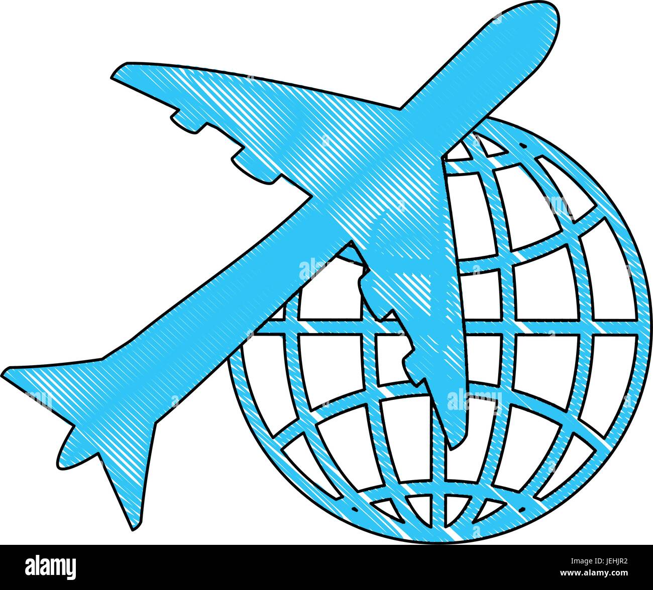 airplane with global sphere icon over white background vector ...