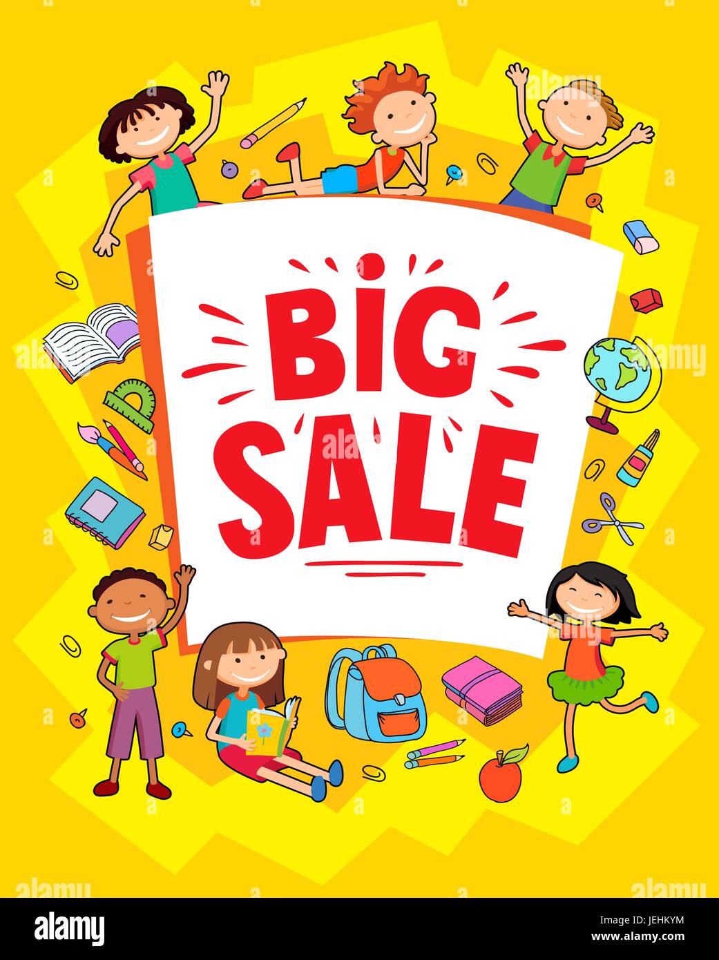 banner kid child Funny cartoon character. Vector illustration Stock ...