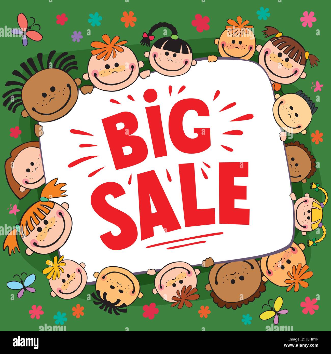 banner kid child Funny cartoon character. Vector illustration Stock ...