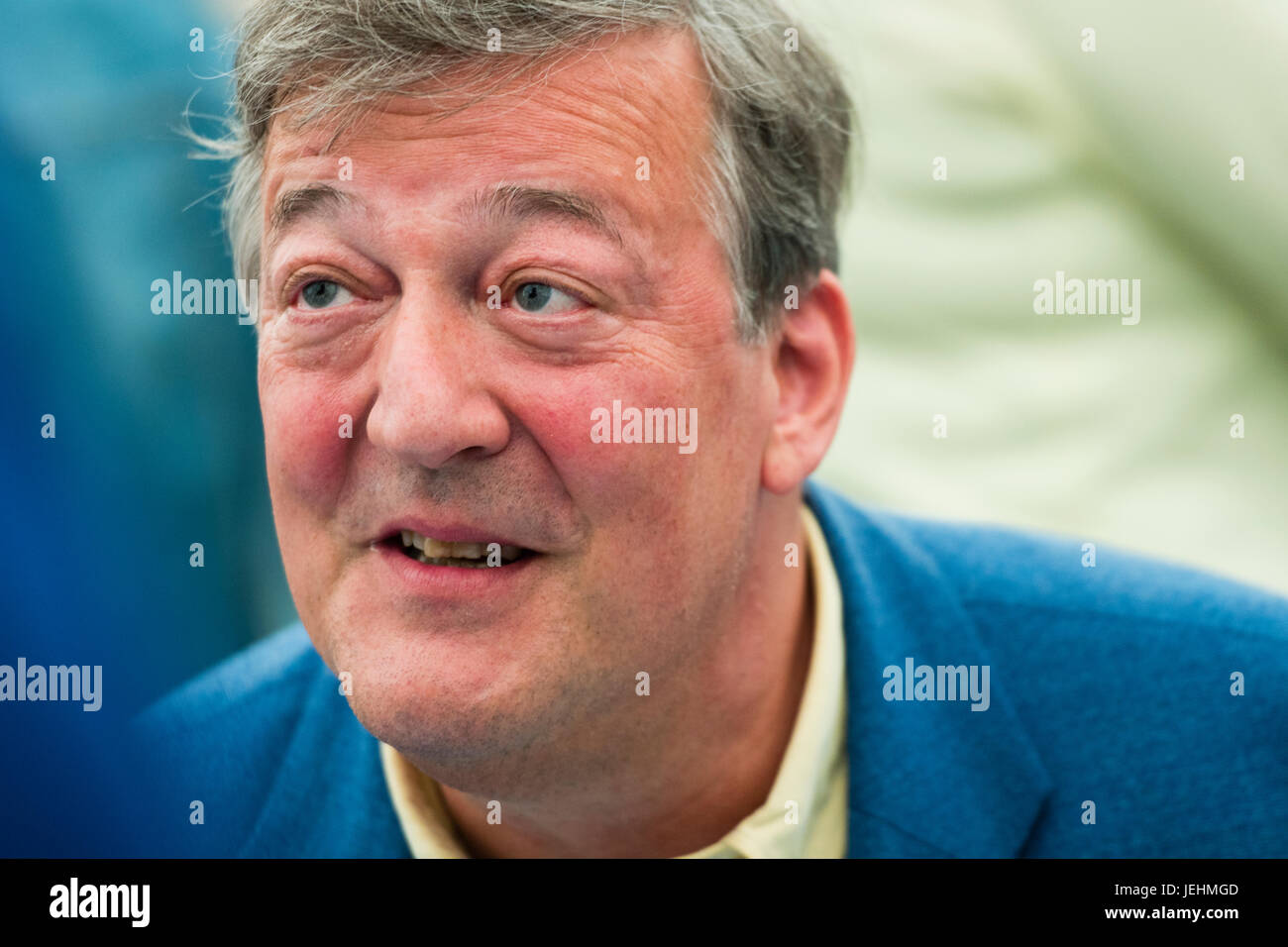 Stephen Fry, actor, broadcaster and writer, appearing at the 2017 Hay ...
