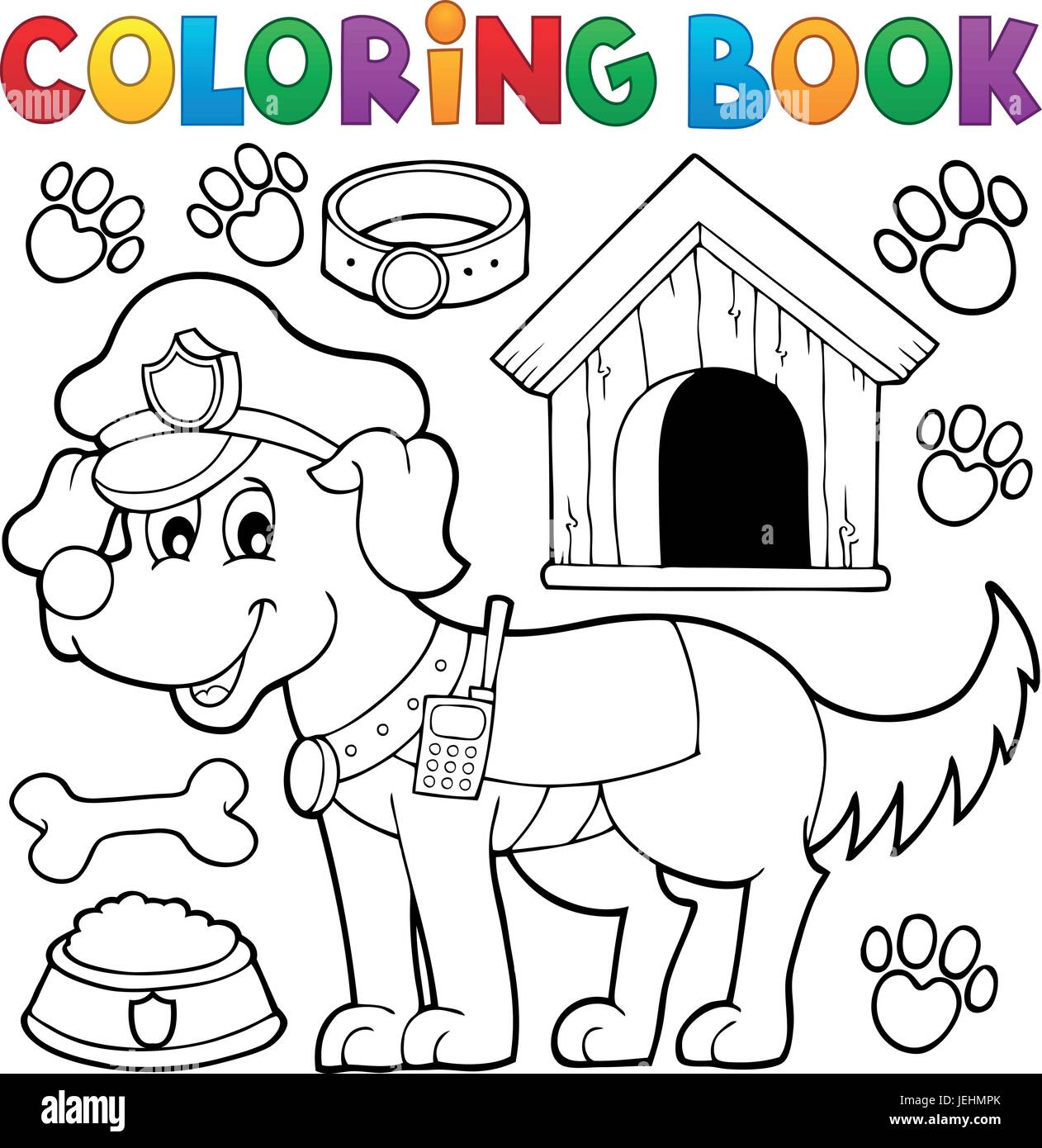 Coloring book with police dog - eps10 vector illustration Stock Vector ...