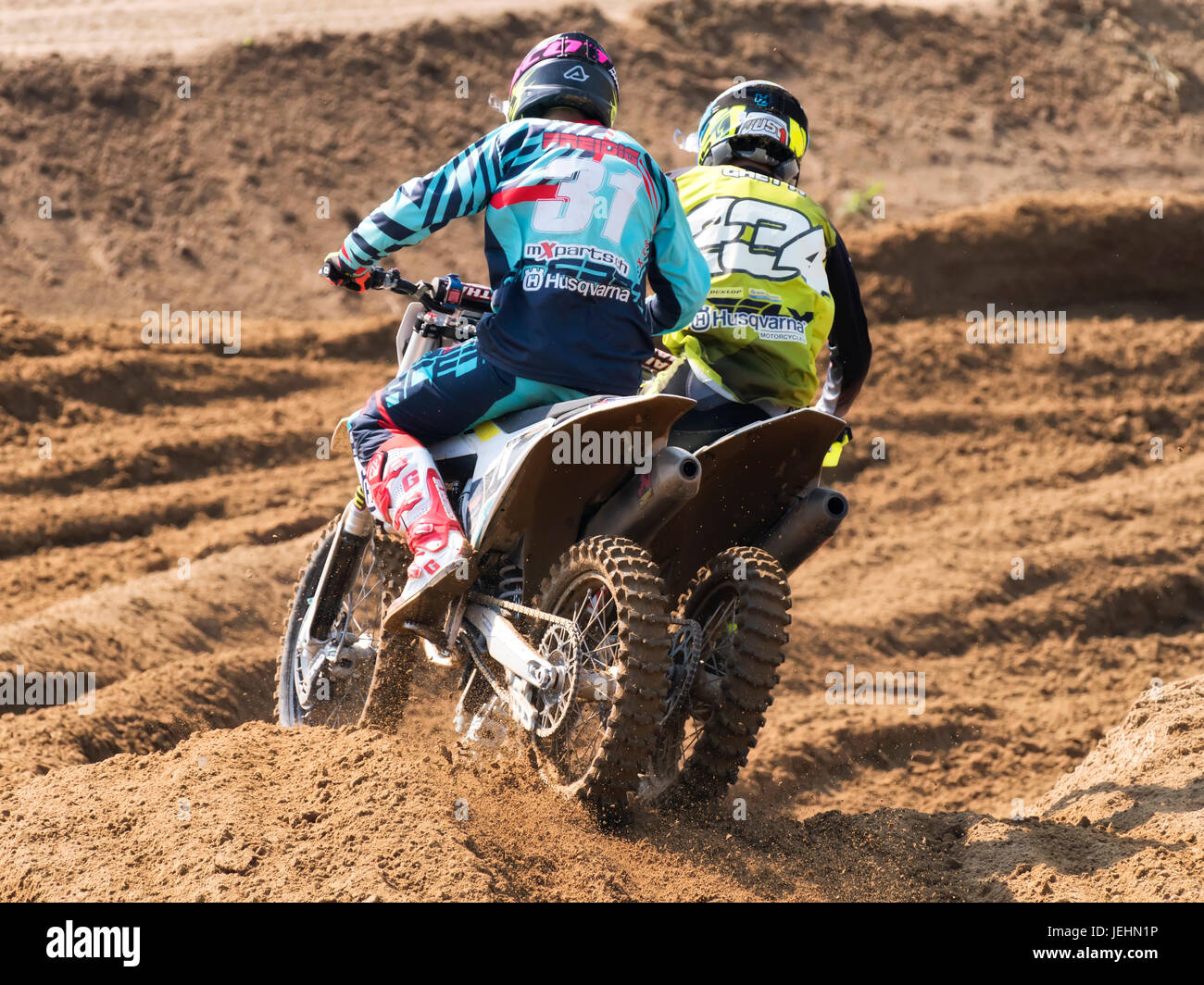 OTTOBIANO, ITALY - JUNE 24, 2017: MXGP, EMX and MX2 riders race during ...