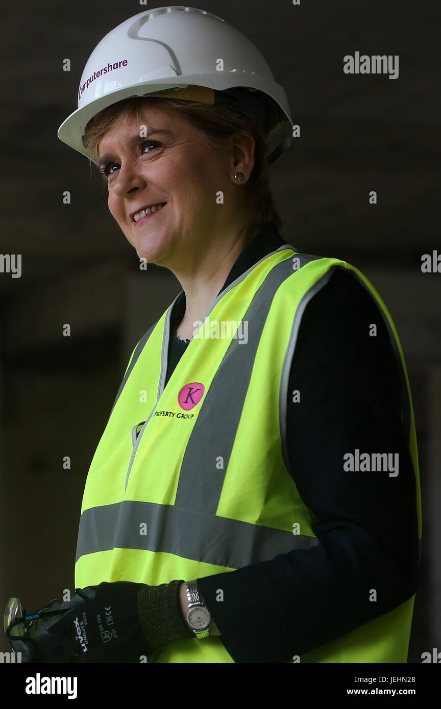 First Minister Nicola Sturgeon during a visit to Computershare offices ...