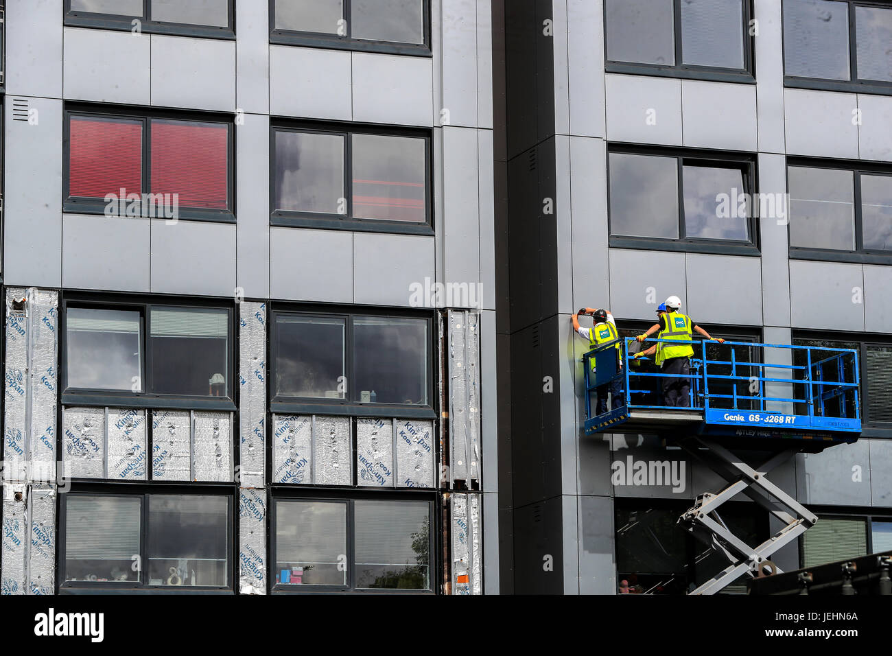 Cladding is removed from Whitebeam Court, in Pendleton, Greater ...