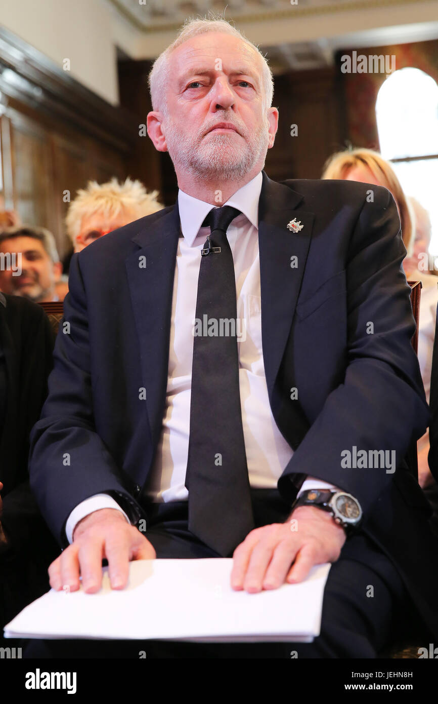 Jeremy Corbyn, leader of the Labour Party delivers a speech in London ...