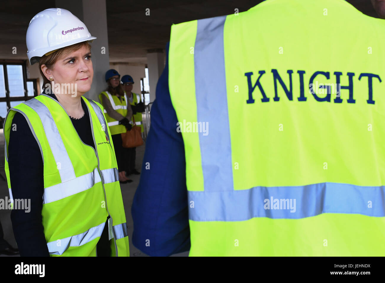 First Minister Nicola Sturgeon during a visit to Computershare offices ...
