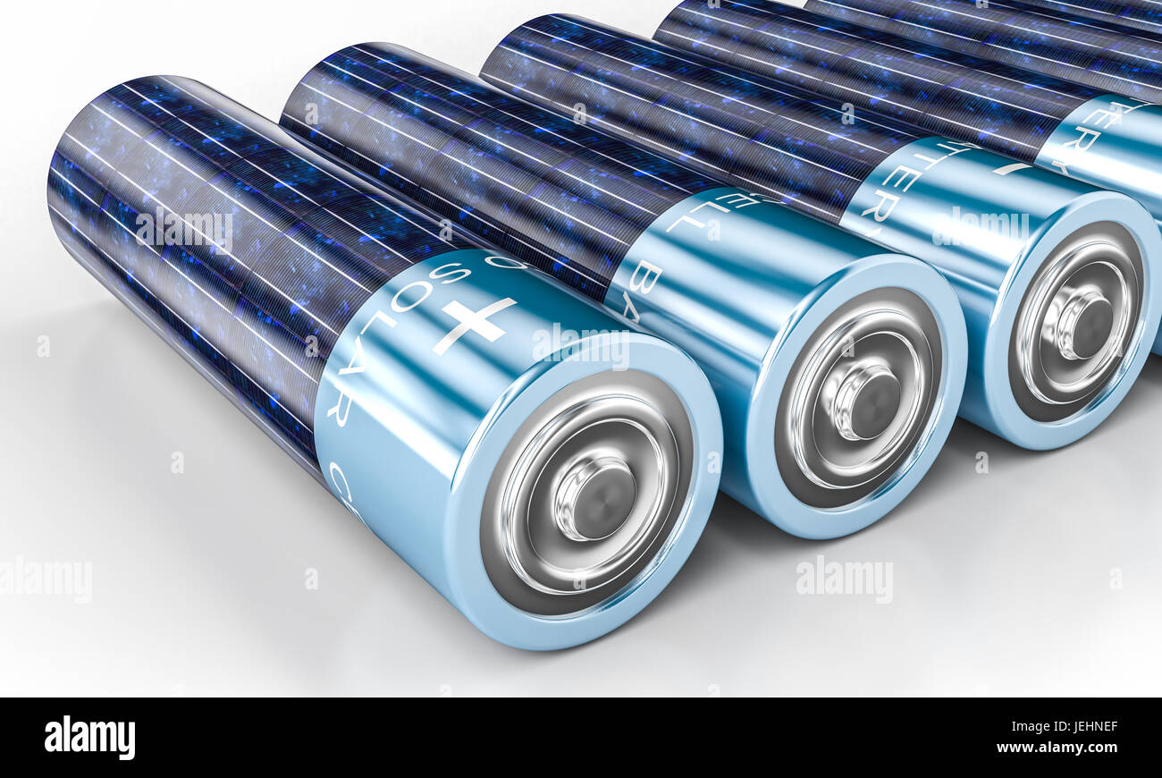 solar energy aa battery 3d rendering image Stock Photo - Alamy