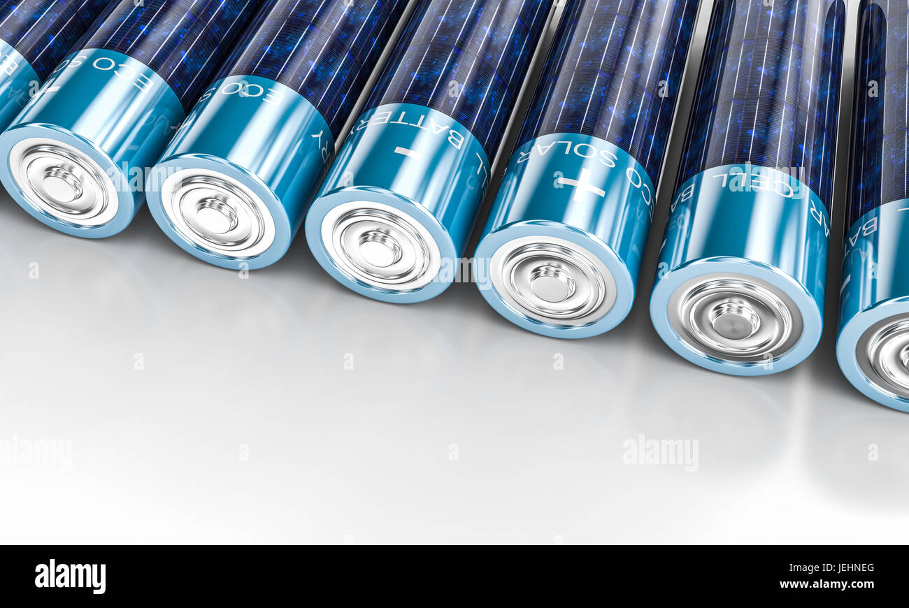 solar energy aa battery 3d rendering image Stock Photo - Alamy