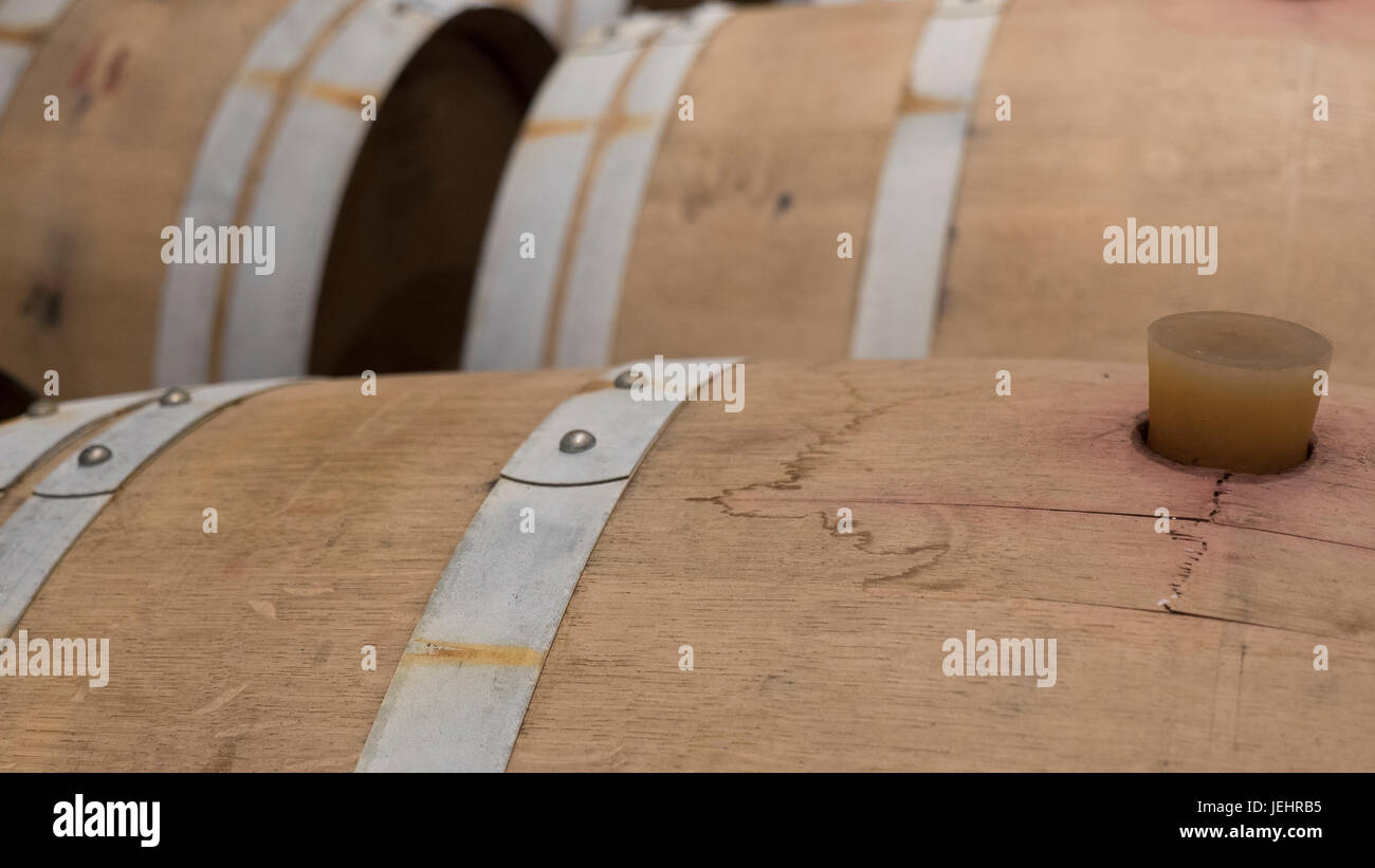 barrels in a wine cellar Stock Photo - Alamy