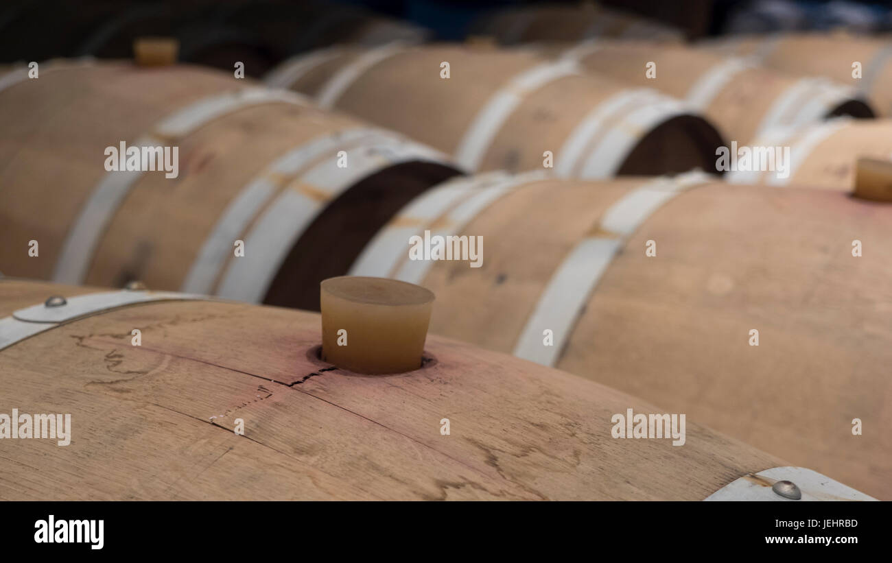 barrels in a wine cellar Stock Photo - Alamy