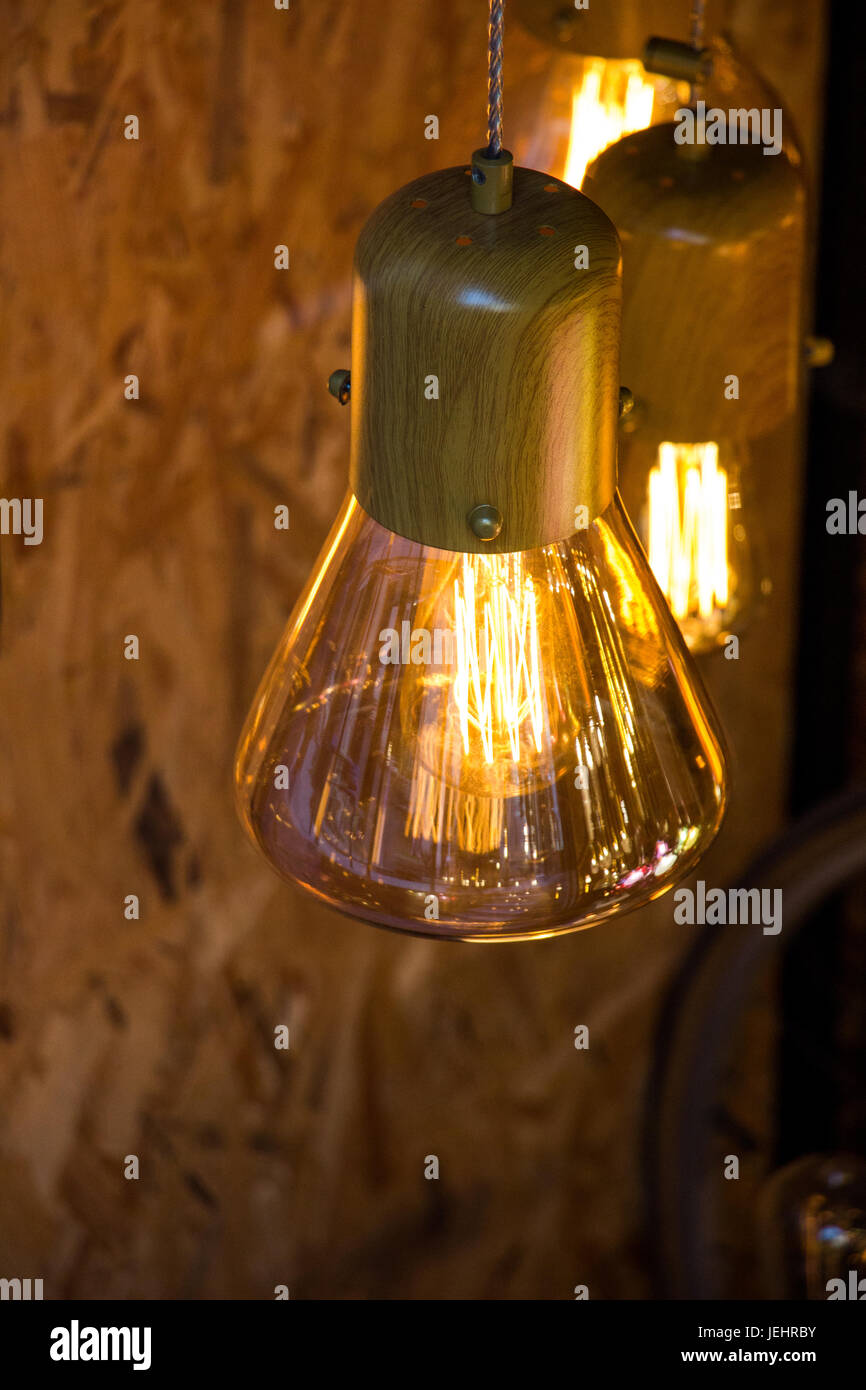 Decorative style filament light bulbs in view Stock Photo - Alamy