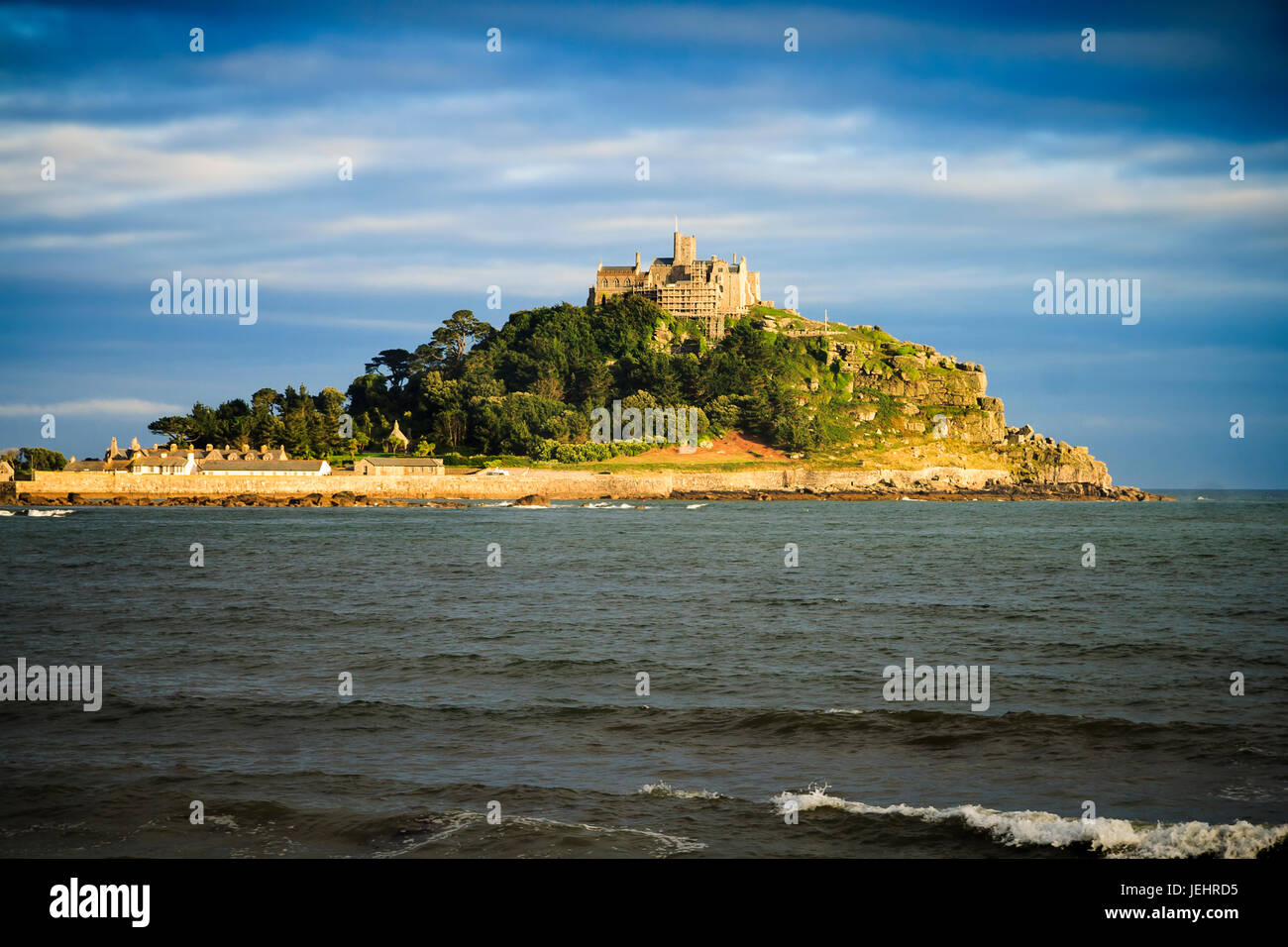 St Michaels Mount in golden early evening sunlight Stock Photo - Alamy