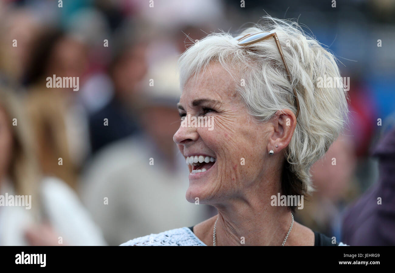 Judy Murray celebrates after the doubles Final during day seven of the ...