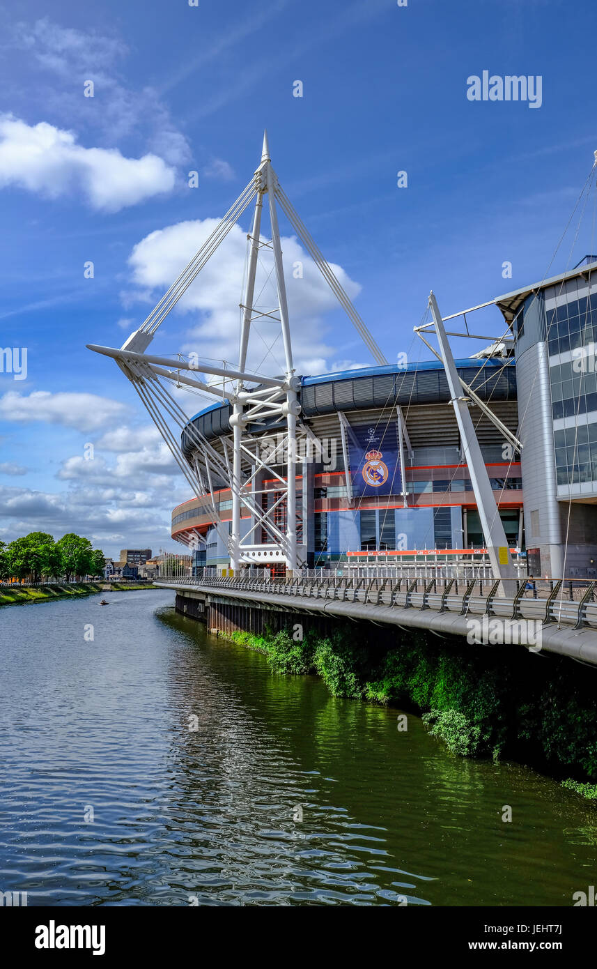 Cardiff, Wales - May 21, 2017: Millennium Football Stadium with river ...