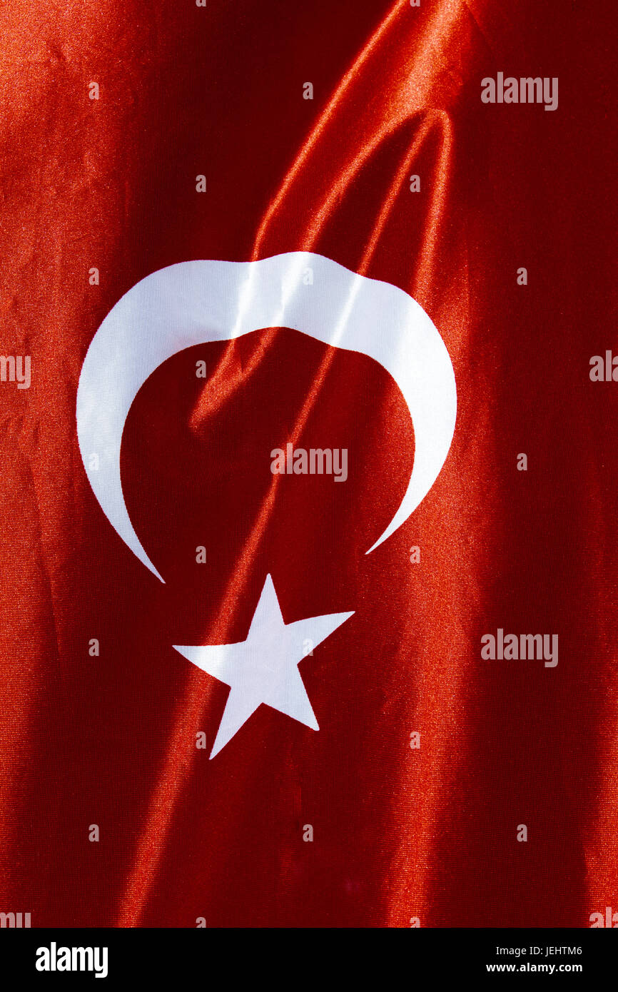 Turkish national flag and in close view Stock Photo - Alamy