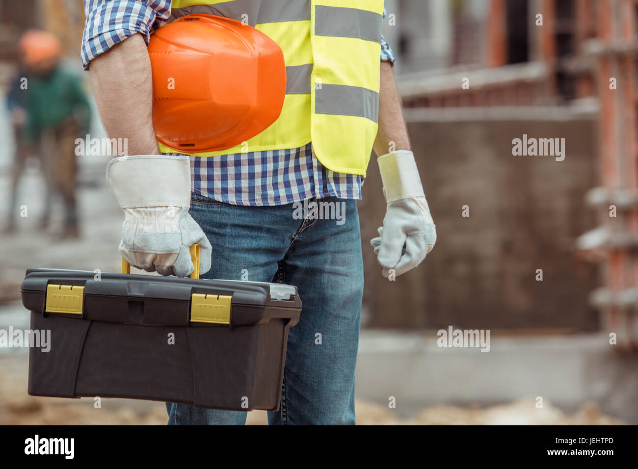 Men work building construction engineering occupation close-up Stock ...