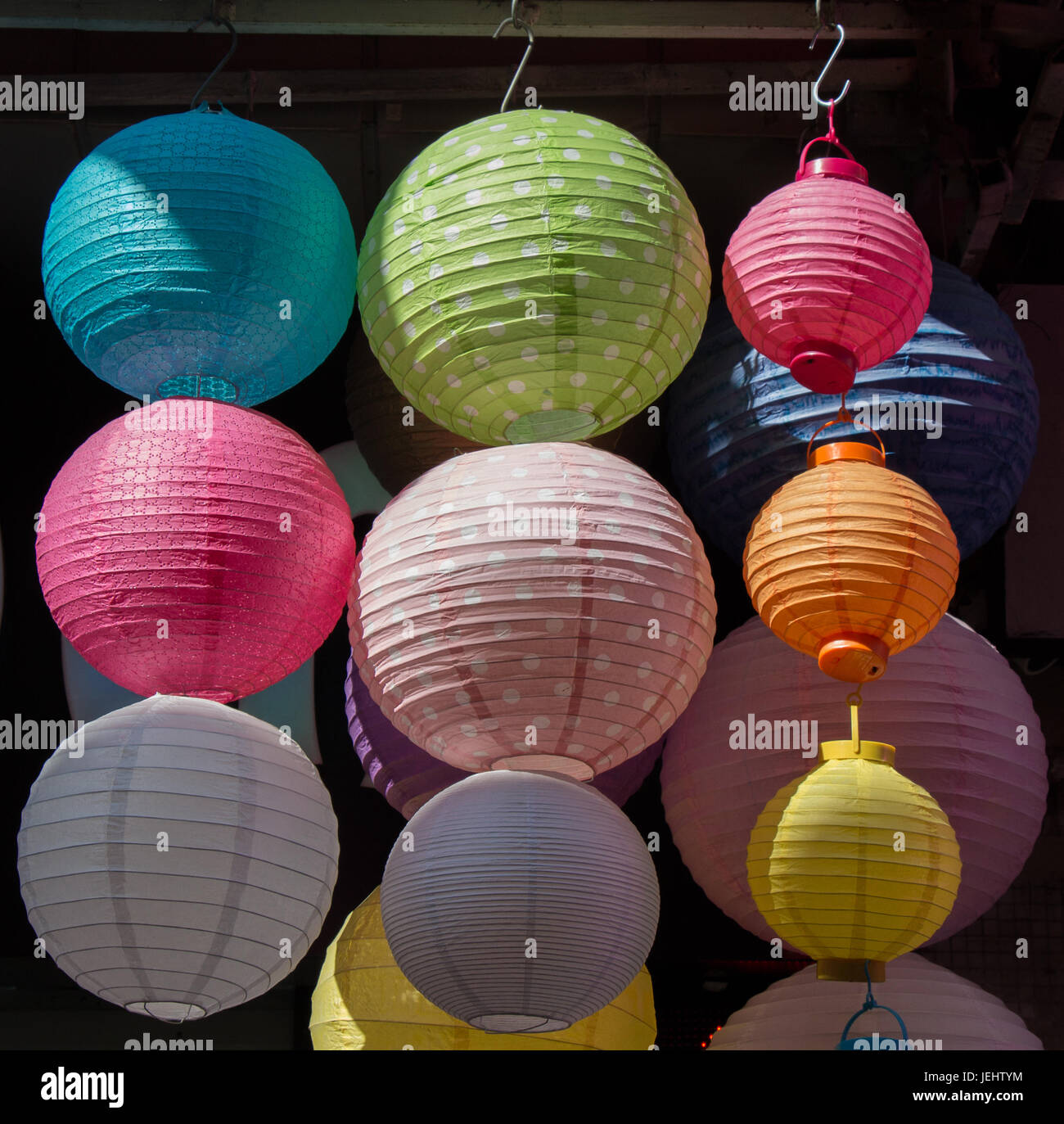 Colorful paper lantern outdoor in the marketplace Stock Photo - Alamy