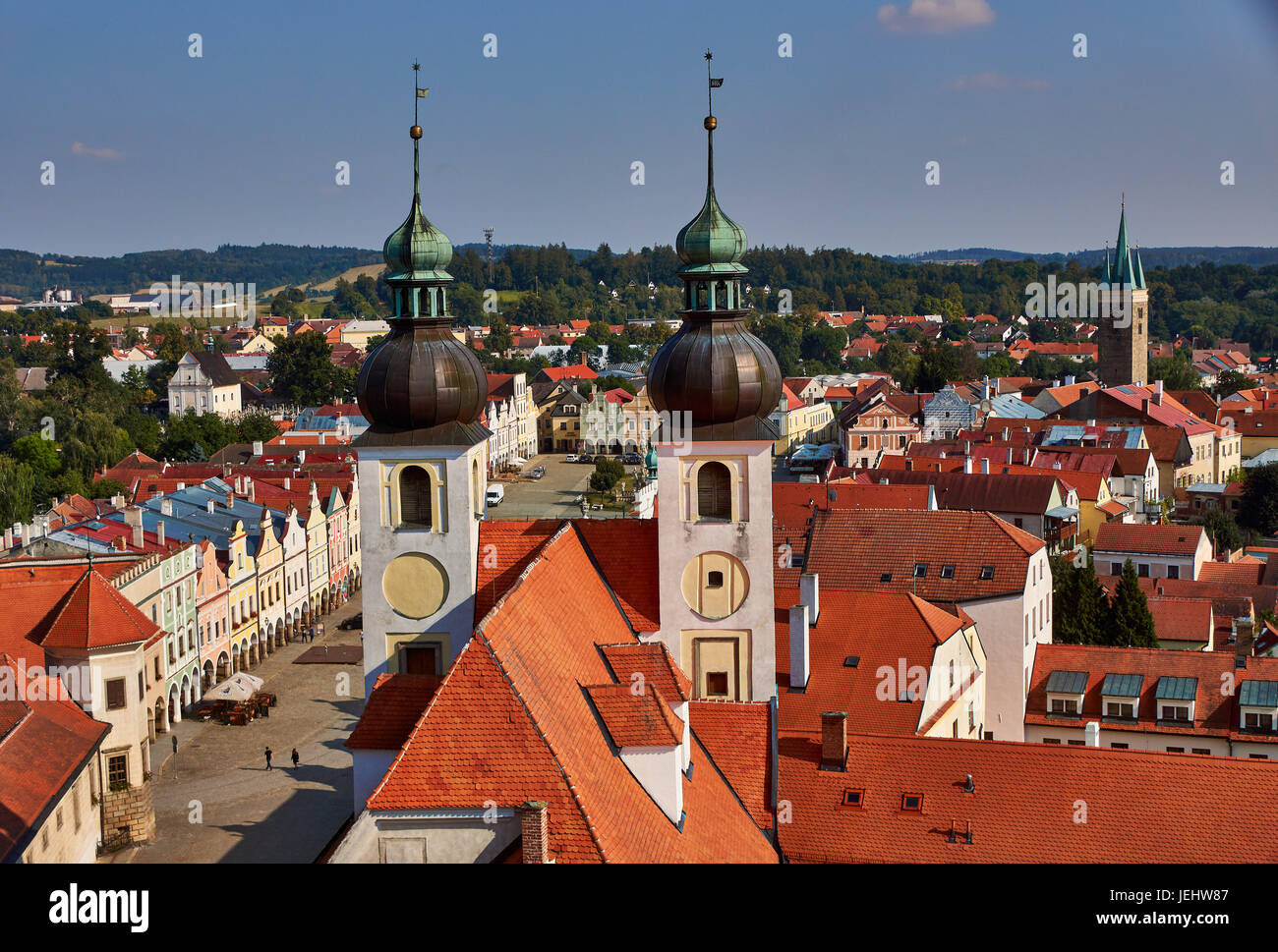 View from the church tower in Telc, Czechia Stock Photo - Alamy