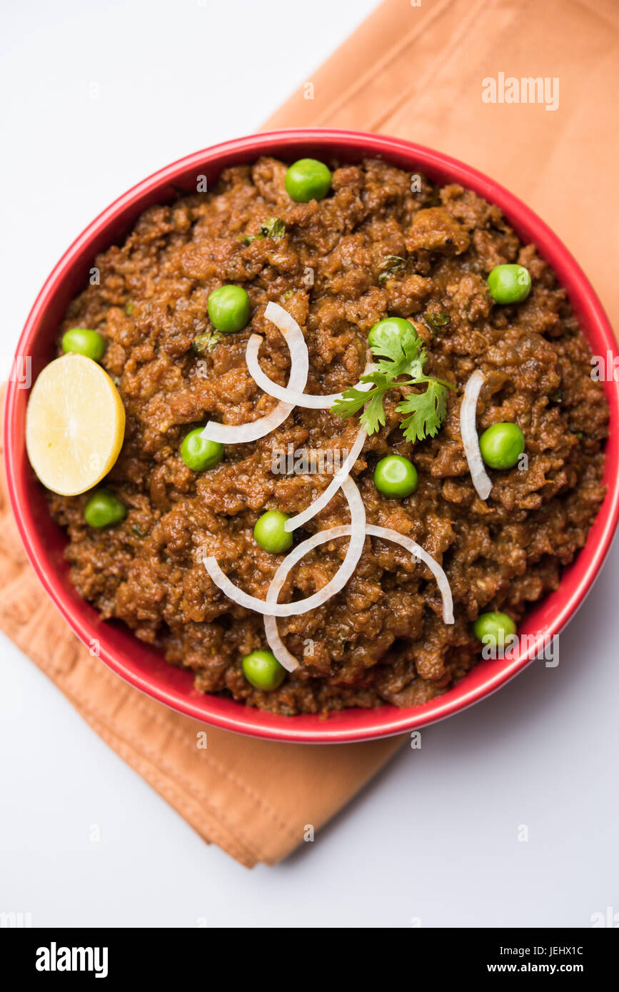 Indian Masala Kheema Pav or khima or Dry Spicy Minced Meat usually ...