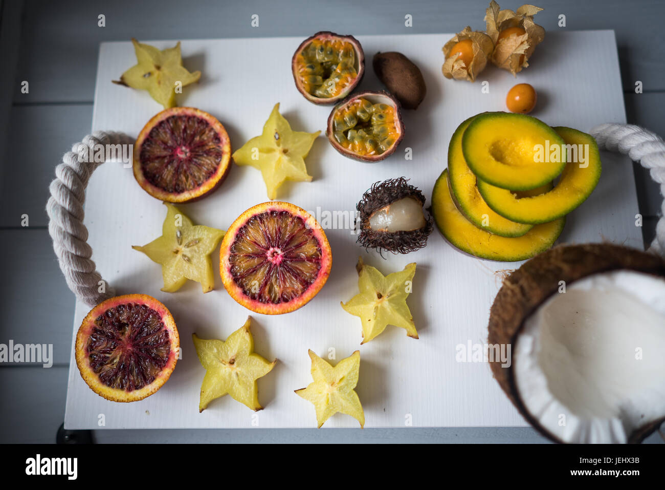 Exotic fruit platter Stock Photo - Alamy
