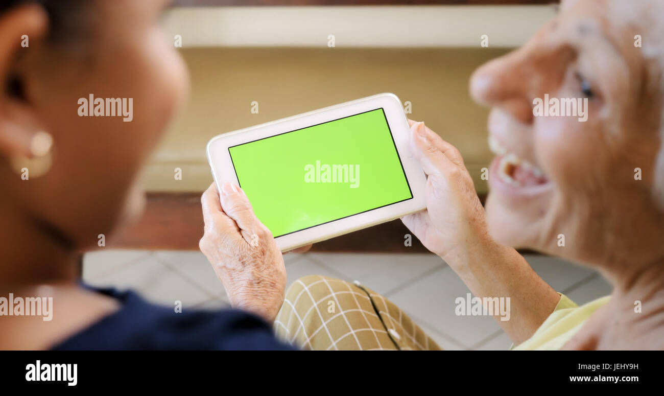 Family relationship with grandmother and granddaughter. Grandma using ...