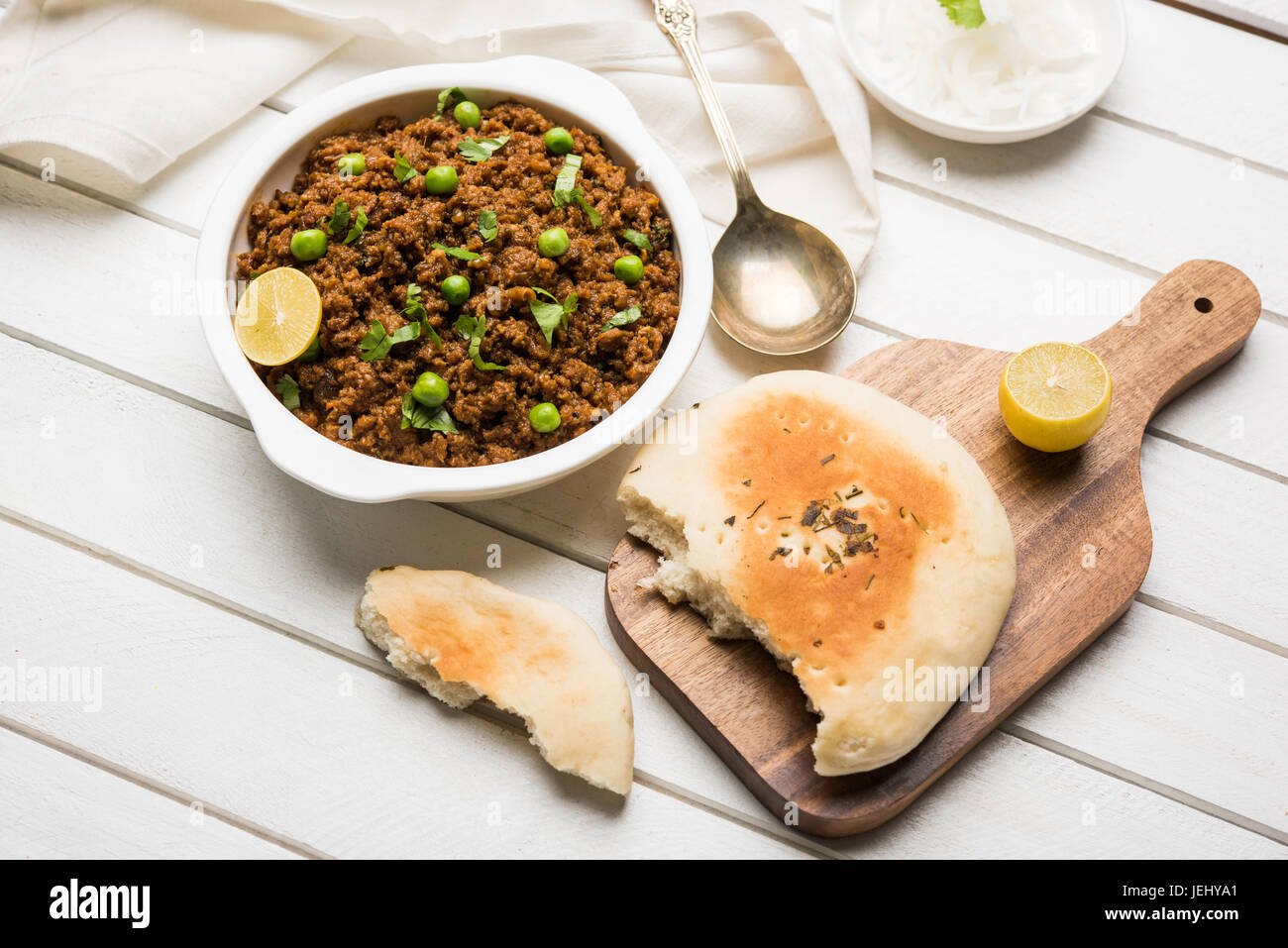 Indian Masala Kheema Pav or khima or Dry Spicy Minced Meat usually ...