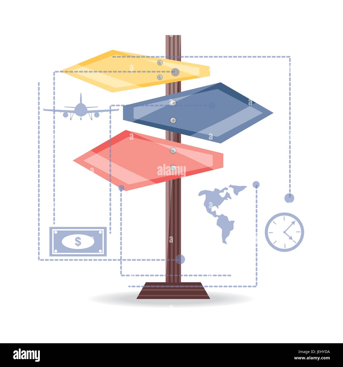 emblem ubicaton symbol with global map to destination of travel Stock ...