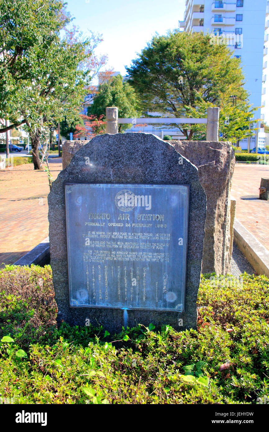 Stone Memorial of US Yamato Air Station in Higashiyamato city Tokyo ...