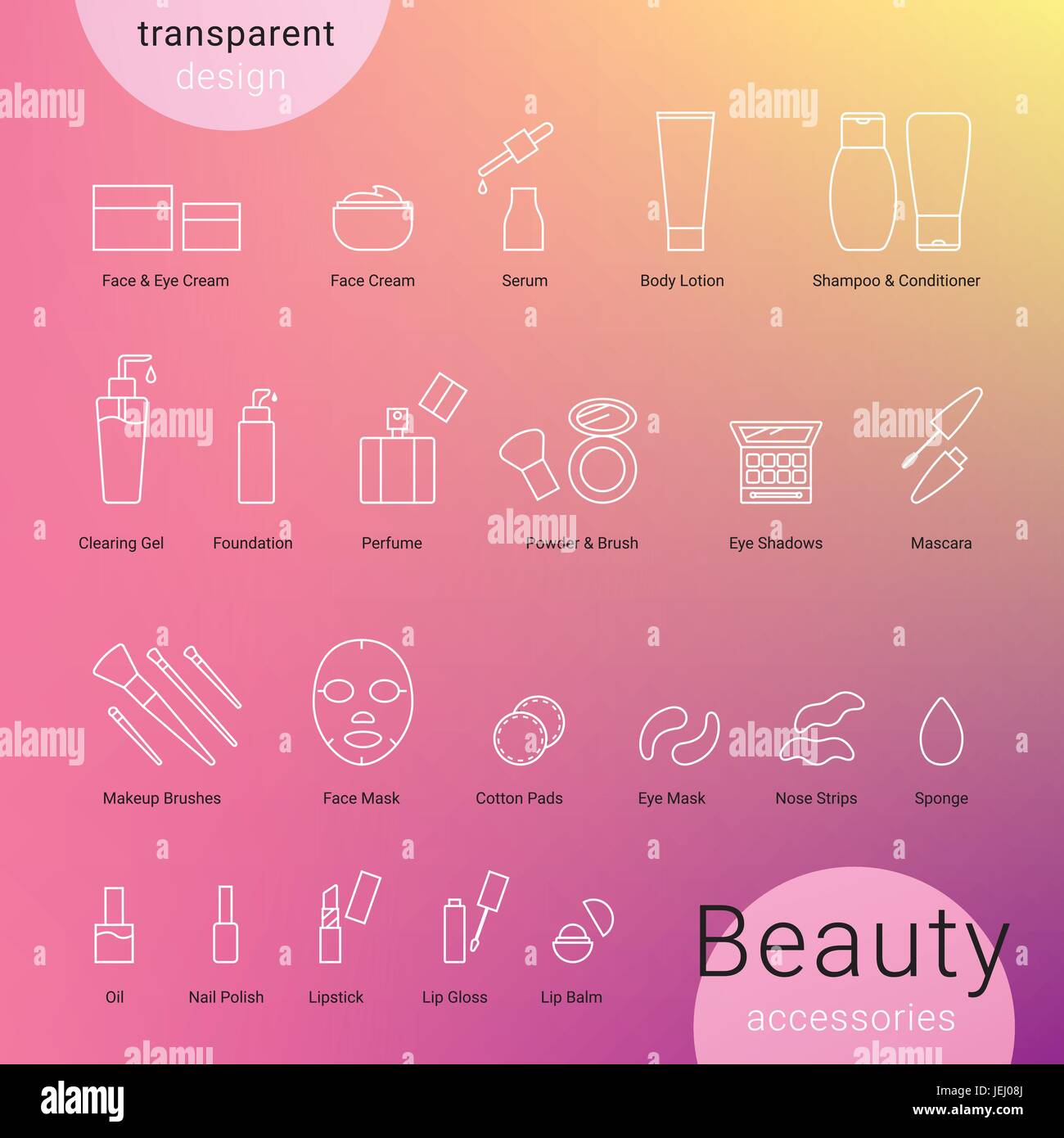 Beauty accessories icons set and makeup symbols Stock Vector Image ...