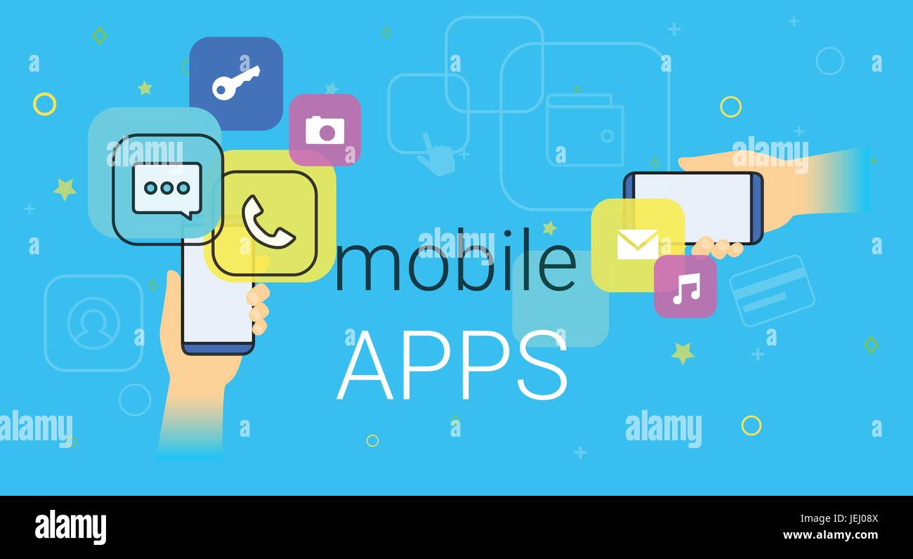 Mobile apps on smartphone concept vector illustration Stock Vector ...