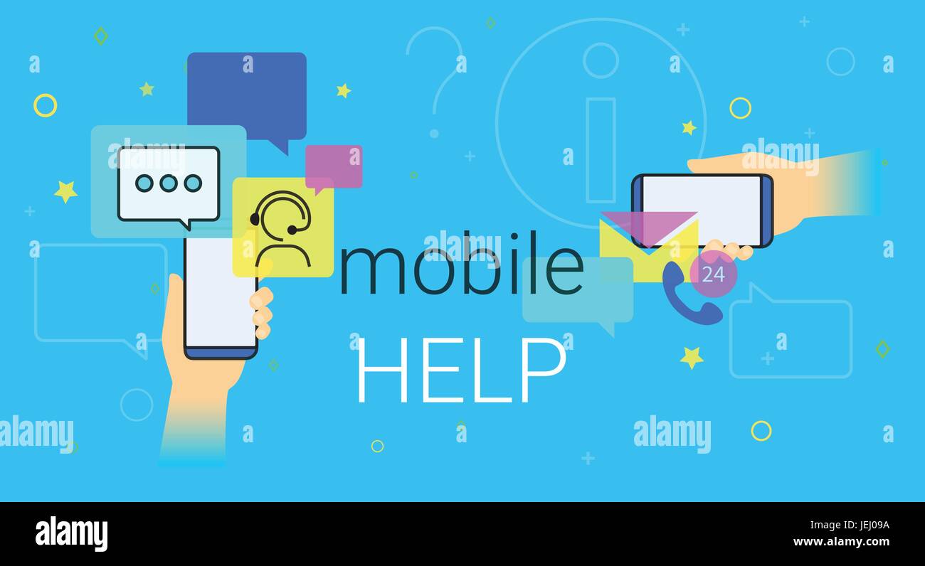 Mobile help and online support on smartphone concept illustration Stock ...