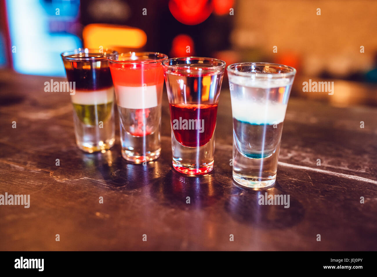 Multicolored shots on the bar Stock Photo - Alamy