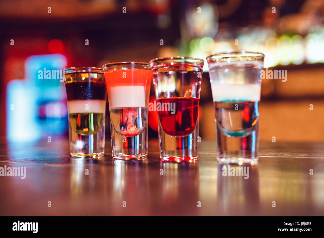 Multicolored shots on the bar Stock Photo - Alamy