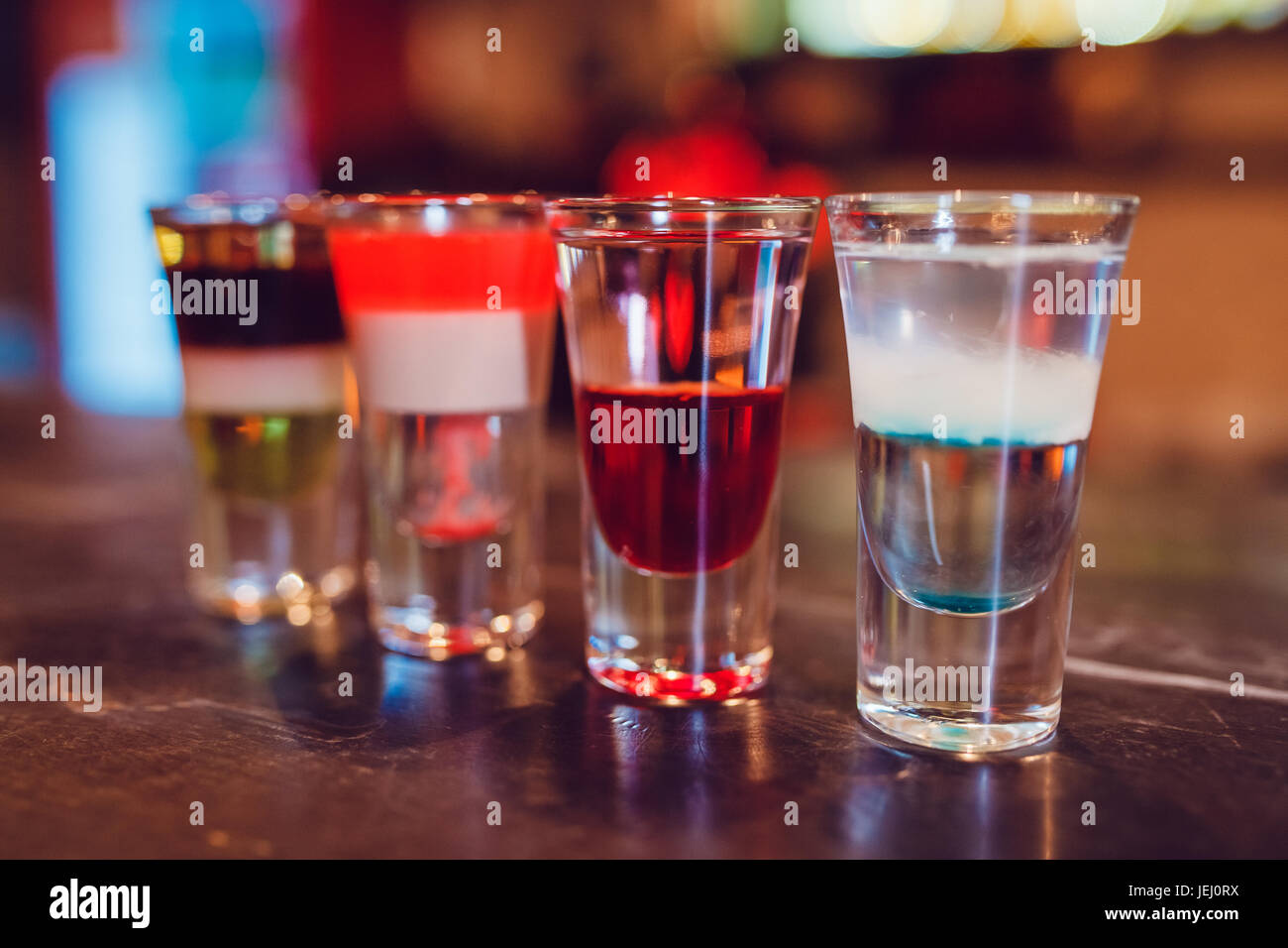 Multicolored shots on the bar Stock Photo - Alamy