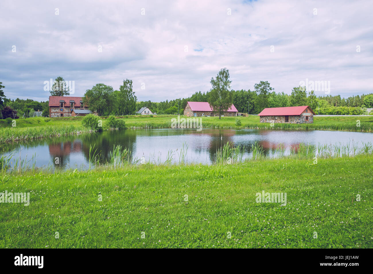 Old white manor in Dunte, Latvia. Baron Munchausen museum. 2017 Stock ...
