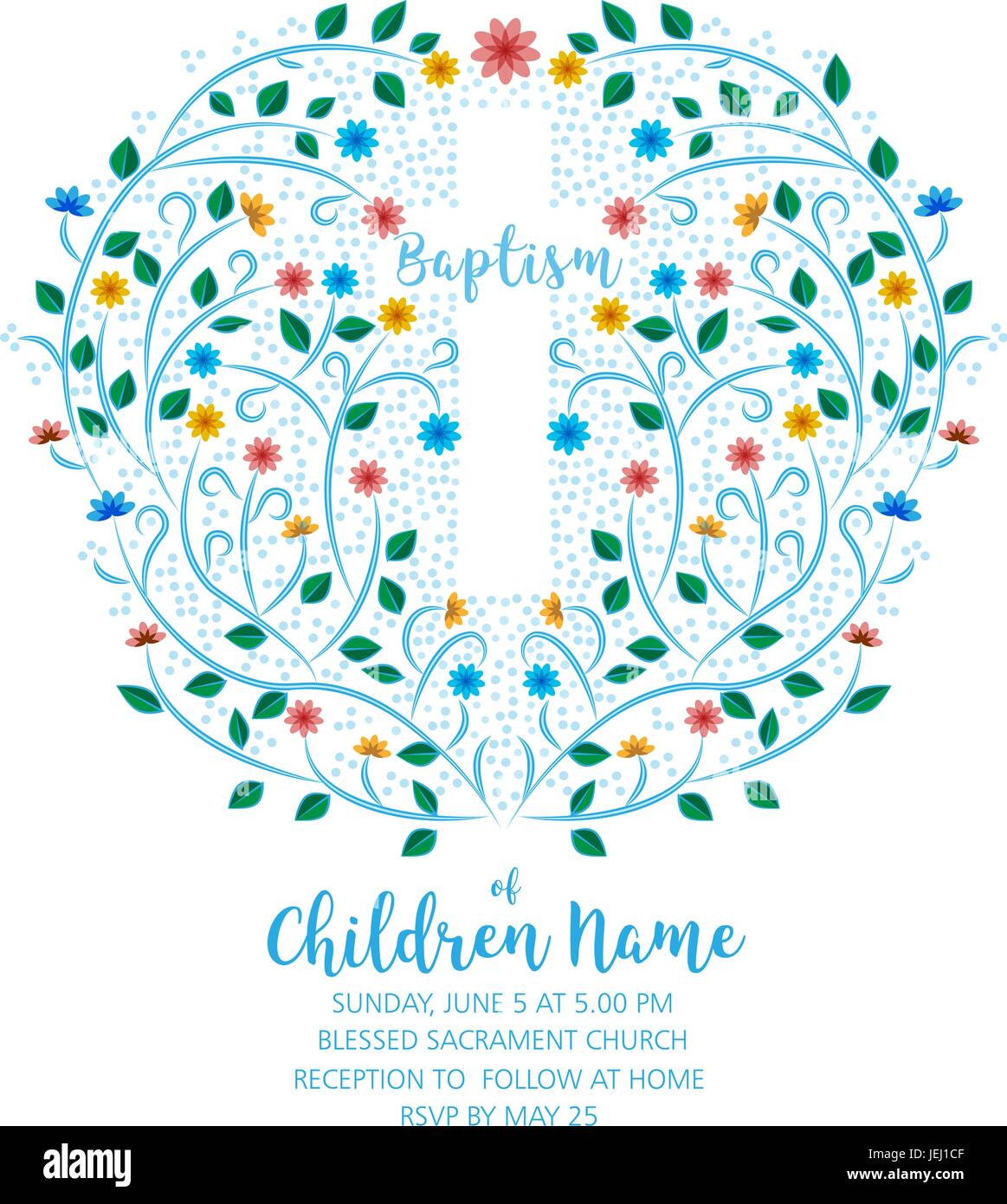 Baptismal Invitation Template Floral Background