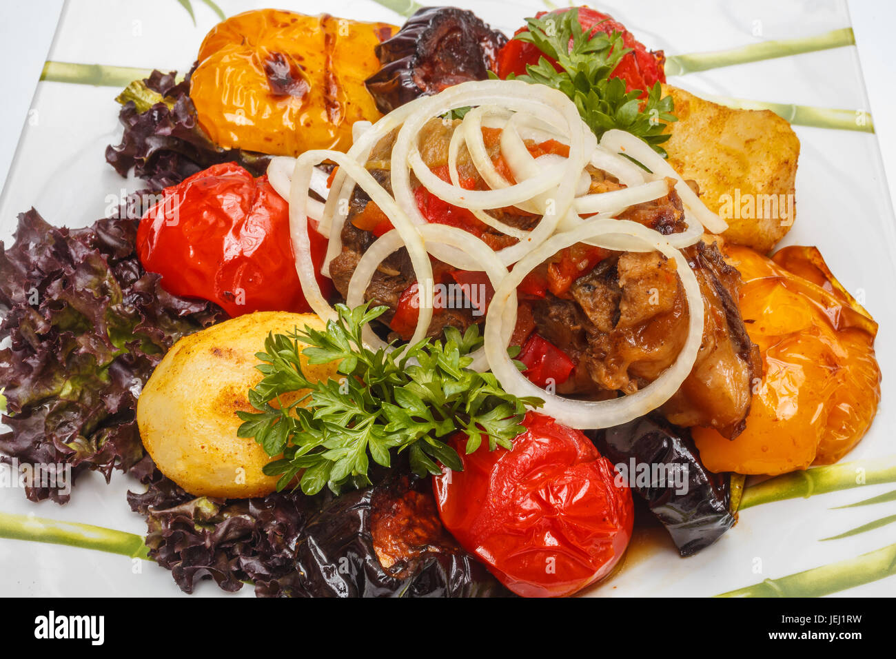 Roasted vegetables with meat Stock Photo - Alamy