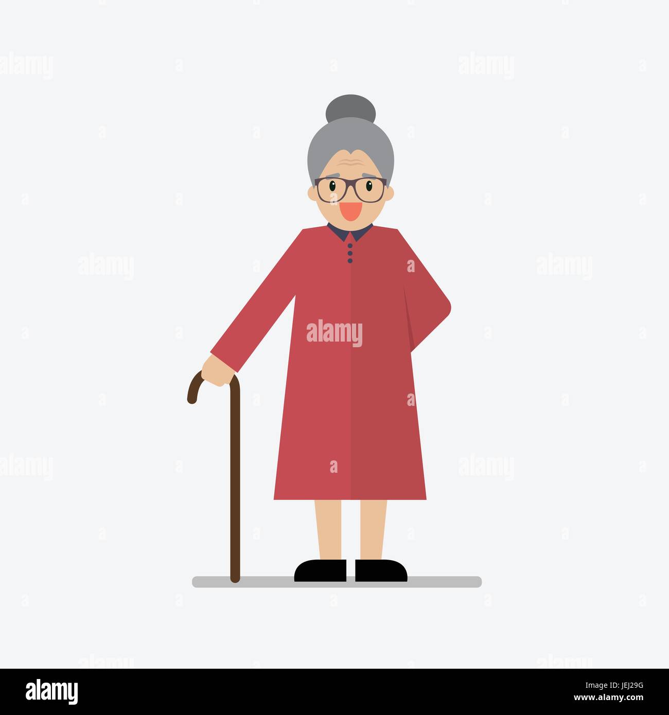 Grandma Standing Full Length Smiling Vector Illustration Stock Vector
