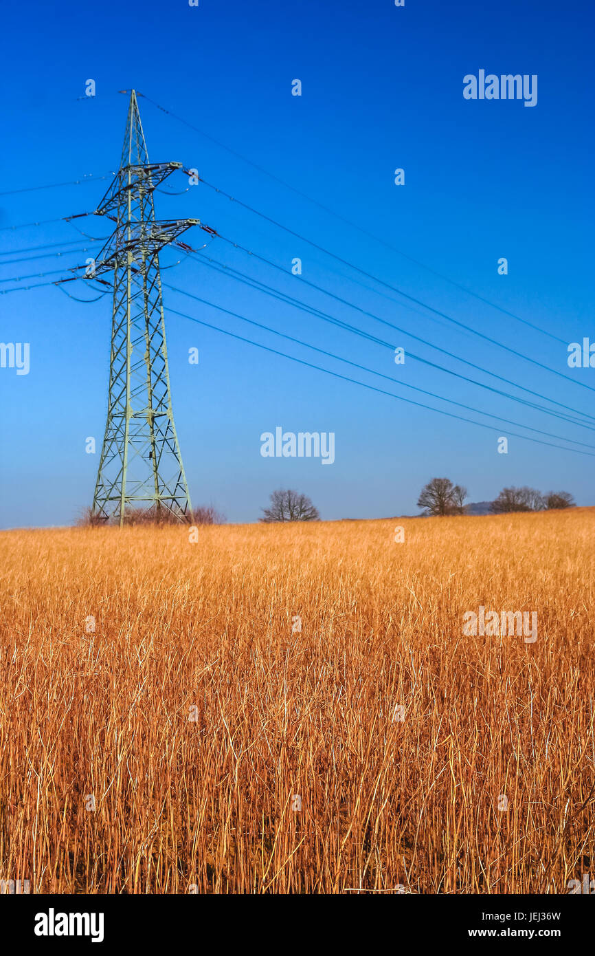 Electric pole in the countryside in Germany Stock Photo - Alamy