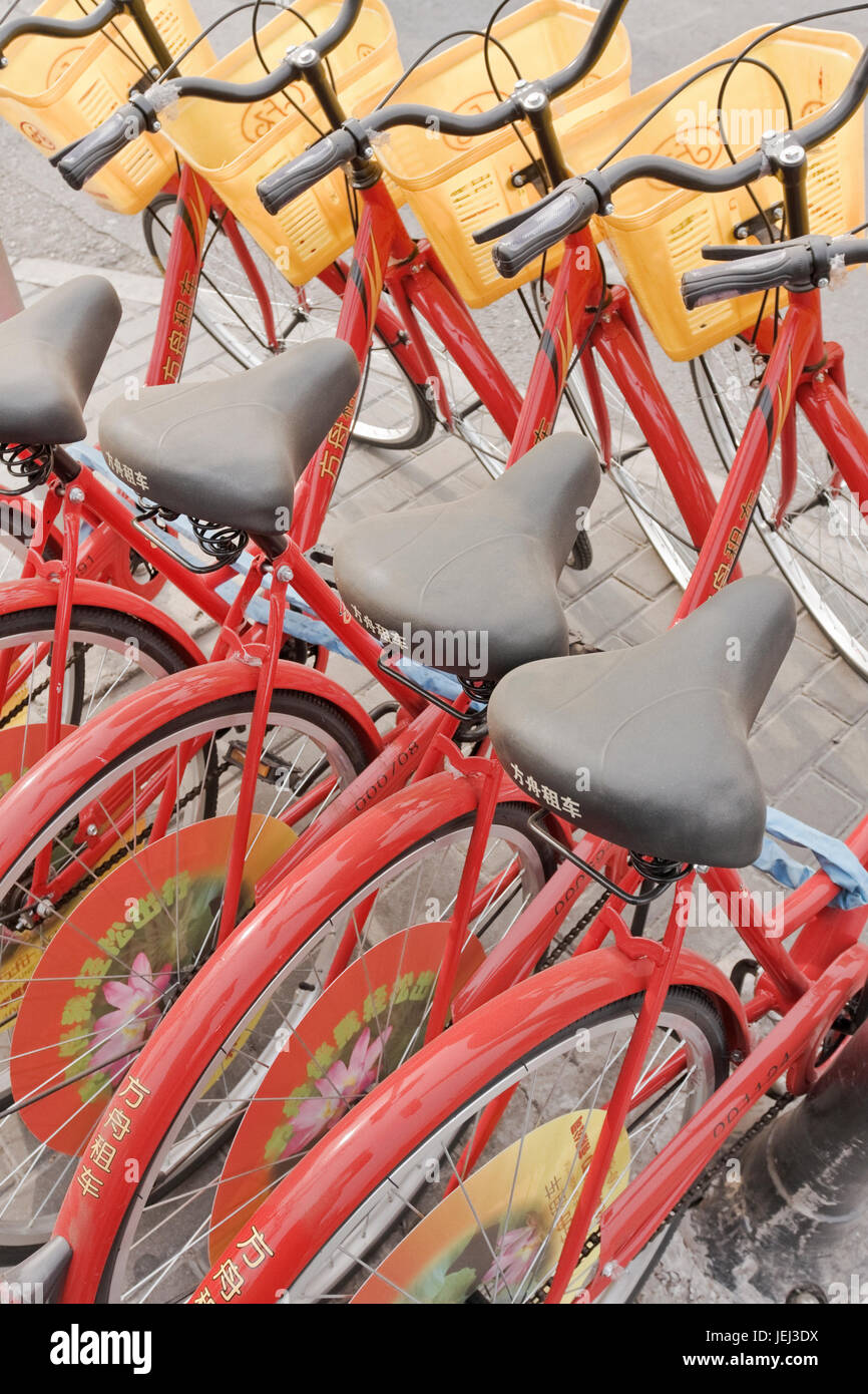 BEIJING – AUG. 2, 2009. Lined up rental bicycles. About 5,000 public ...