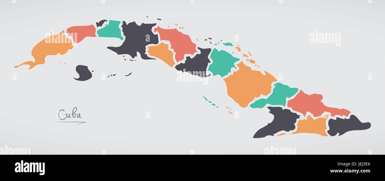 Cuba Map with states and modern round shapes Stock Vector Image & Art ...